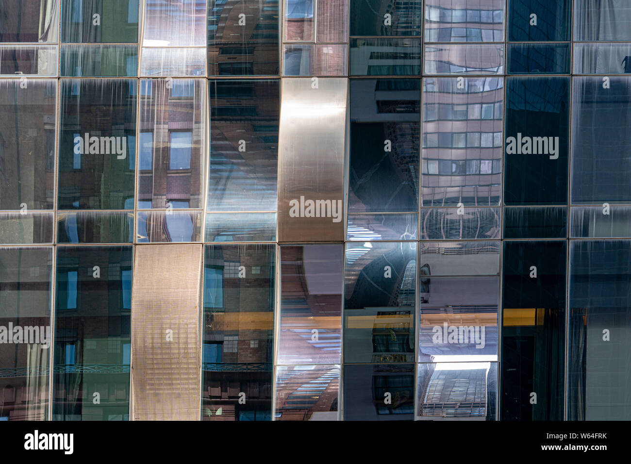 new york manhattan skyscrapers building detail reflections on windows ...