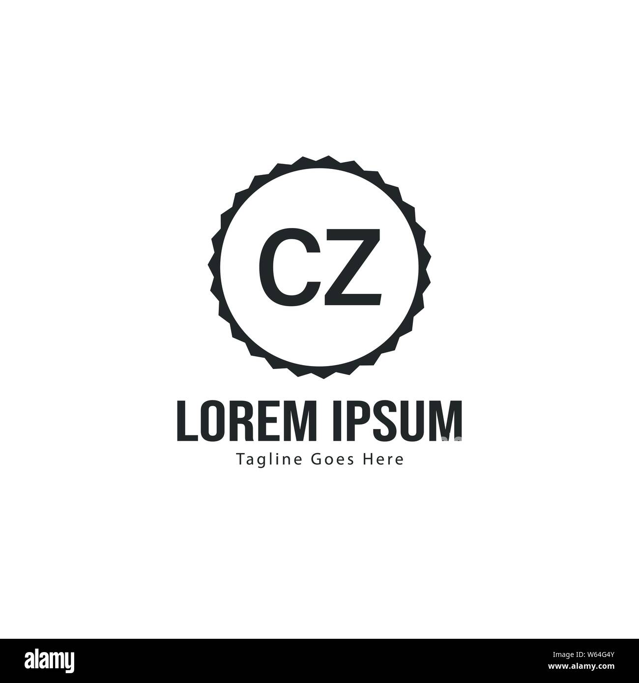 Initial CZ logo template with modern frame. Minimalist CZ letter logo ...