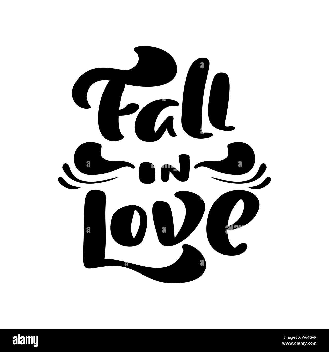 Vector lettering calligraphy Fall in Love text. Hand drawn illustration ...