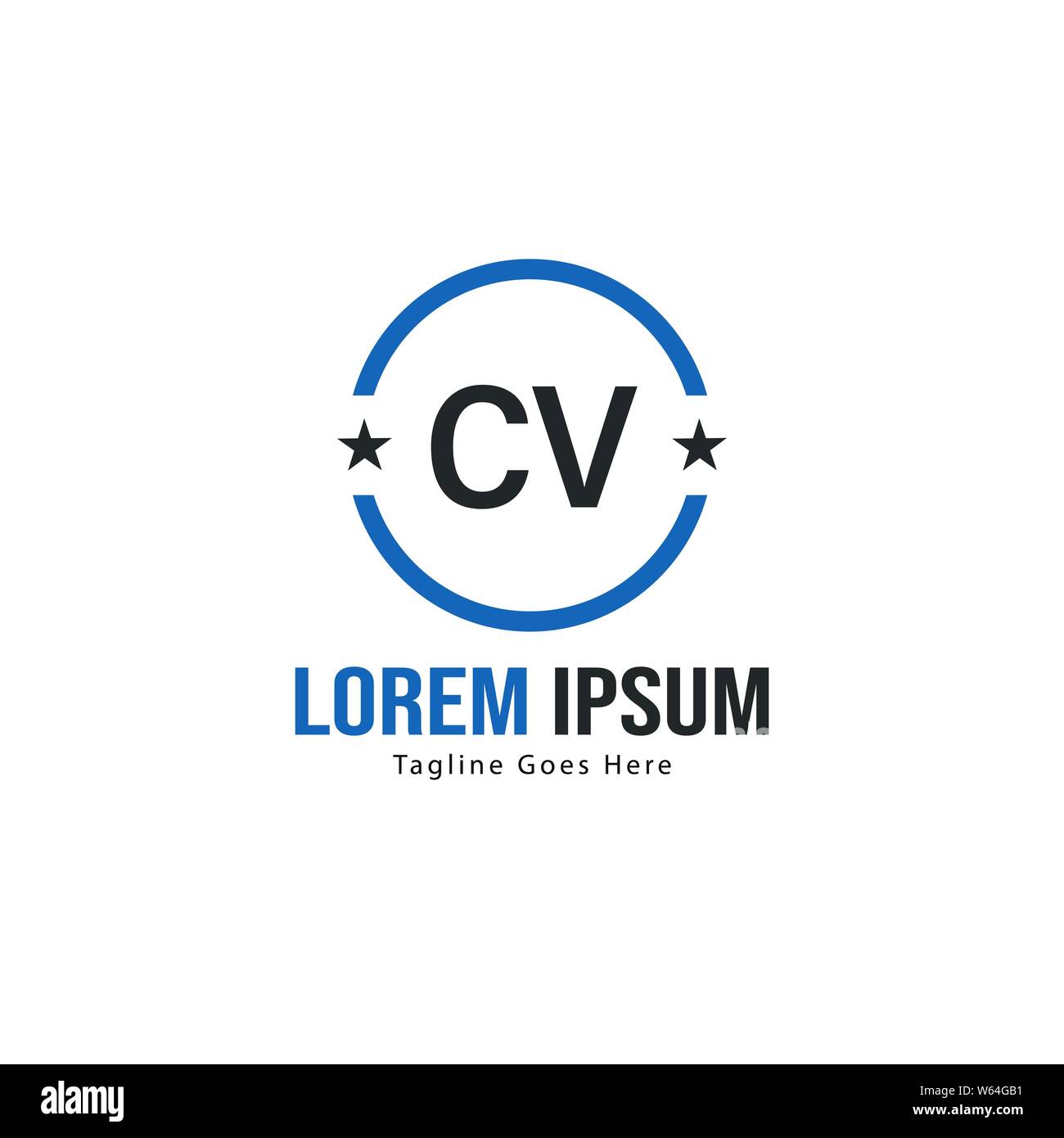 Initial CV logo template with modern frame. Minimalist CV letter logo ...