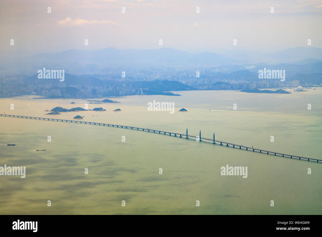 --FILE--An aerial view of the world's longest cross-sea bridge, the ...