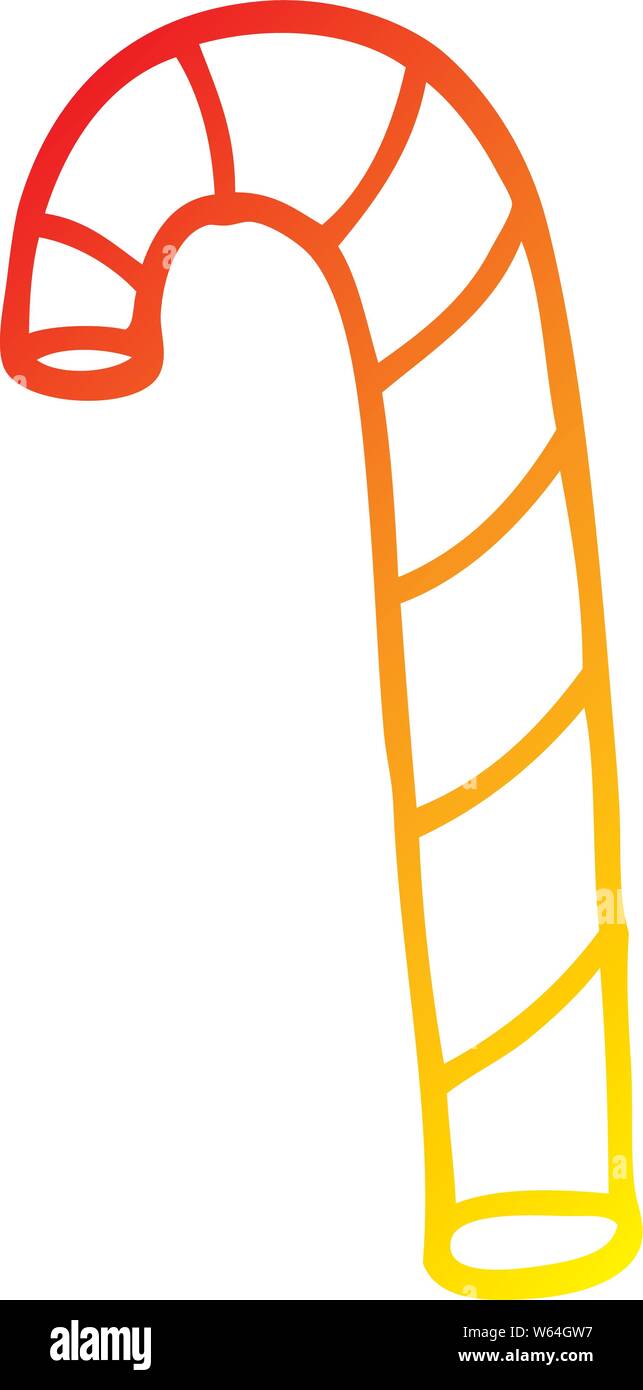 warm gradient line drawing of a cartoon striped candy cane Stock Vector ...