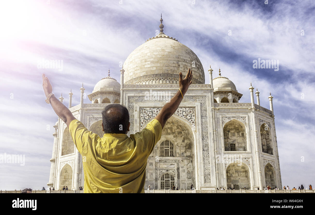 happy man on taj mahal, india, 2019 Stock Photo - Alamy