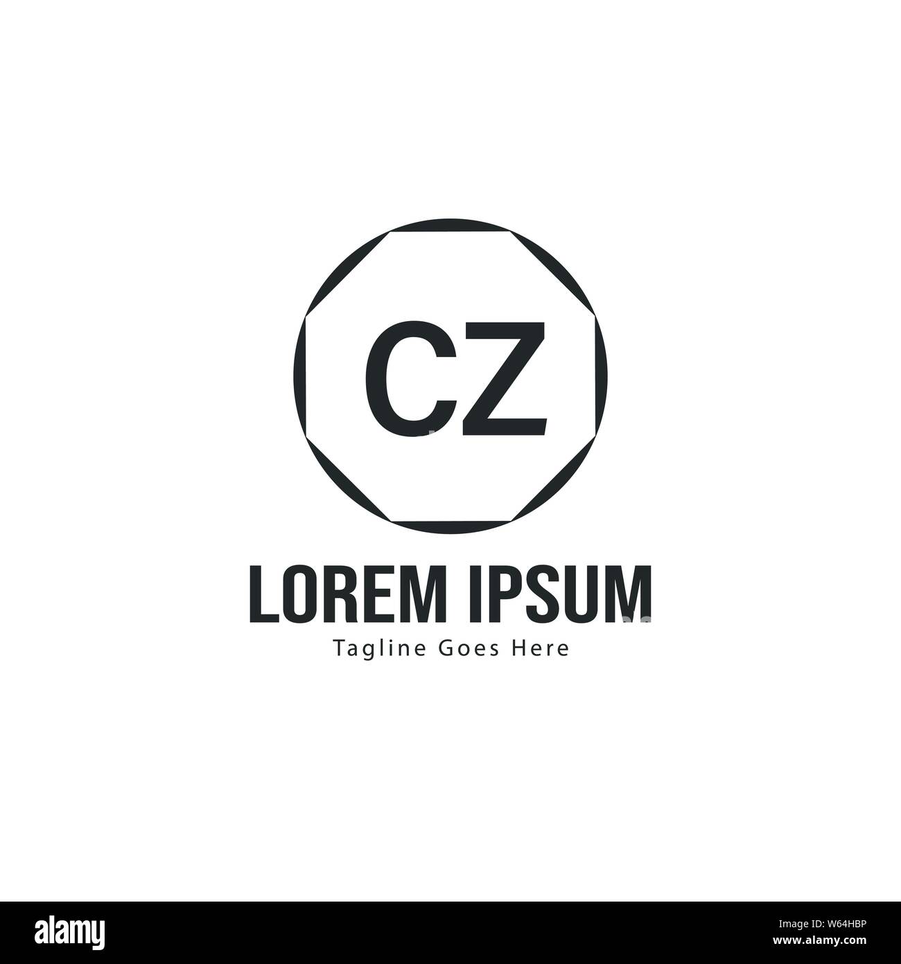 Initial CZ logo template with modern frame. Minimalist CZ letter logo ...