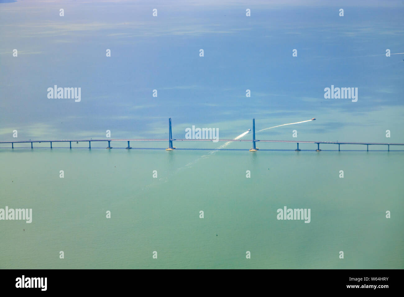 --FILE--An aerial view of the world's longest cross-sea bridge, the ...