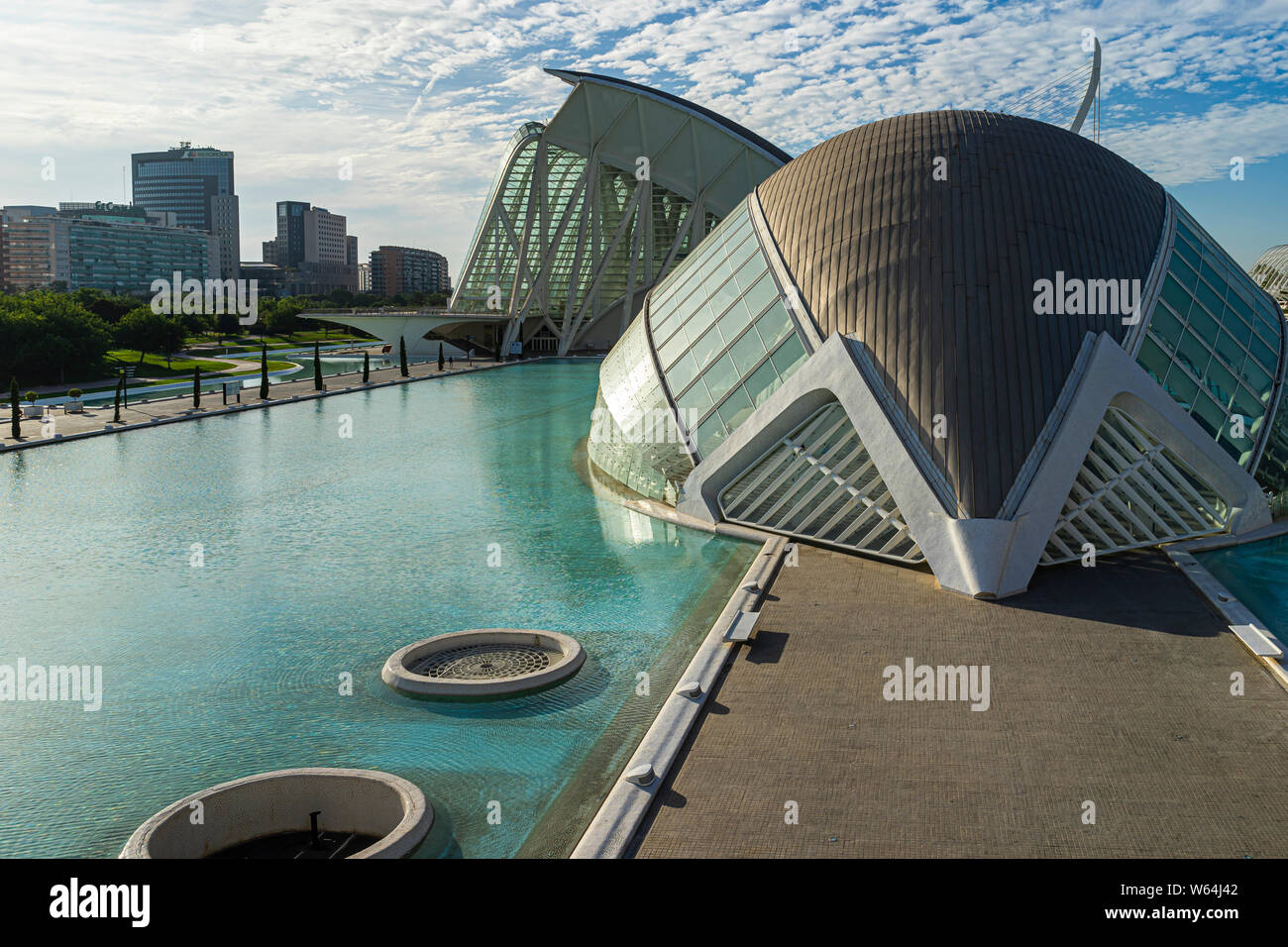 JULY 27, 2019 - VALENCIA, SPAIN. The Hemisferic Planetarium (1998) with ...