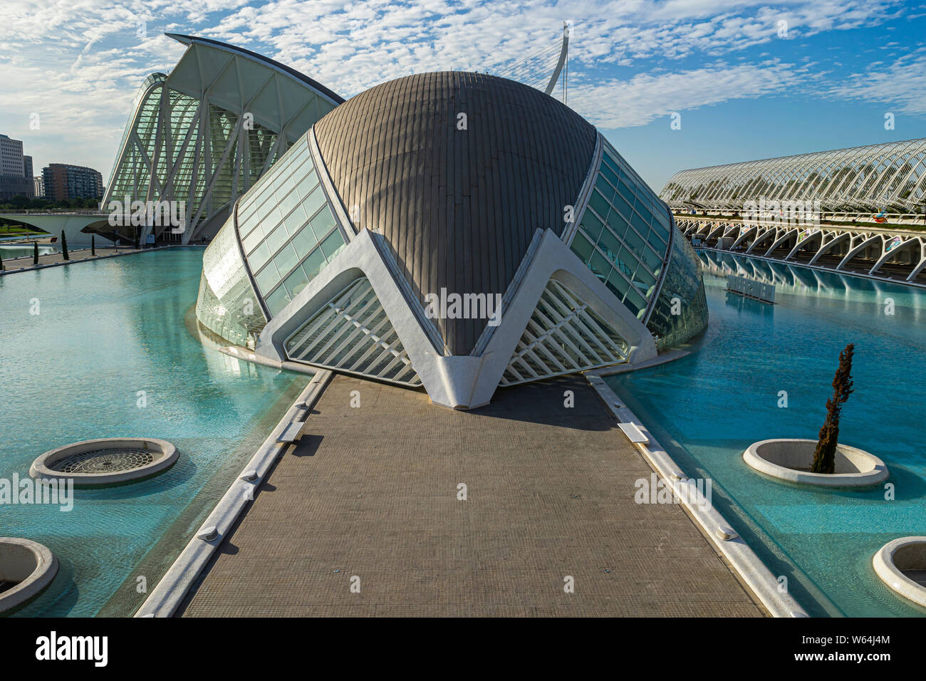 JULY 27, 2019 - VALENCIA, SPAIN. The Hemisferic Planetarium (1998) with ...