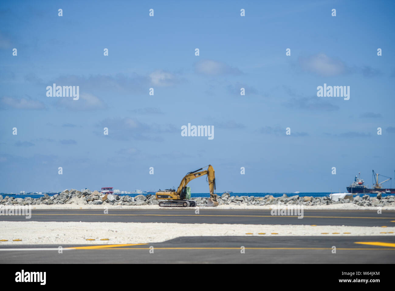 View of the construction site of the new runway built by China's ...