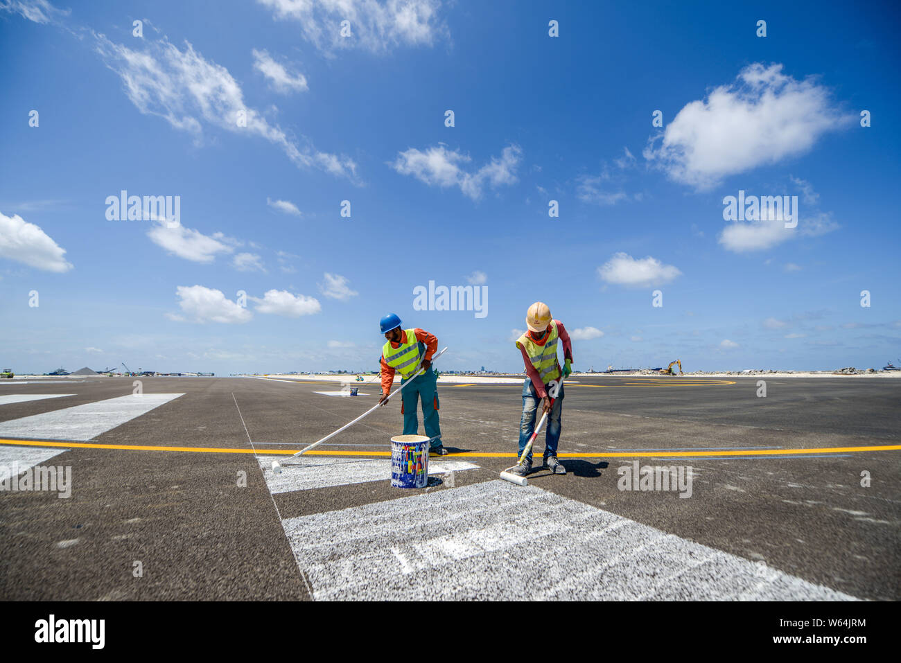 View of the construction site of the new runway built by China's ...