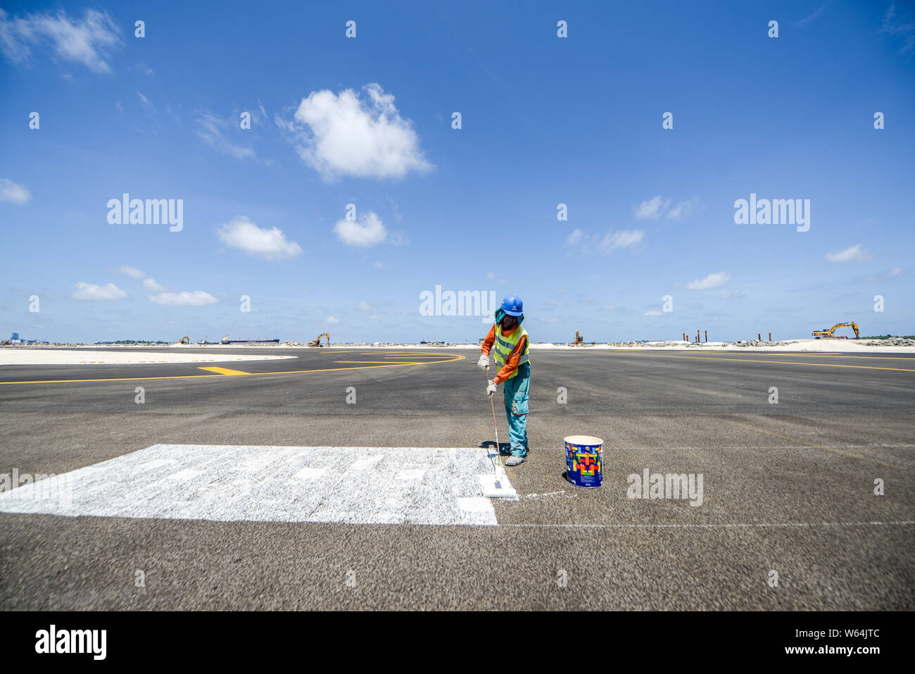View of the construction site of the new runway built by China's ...