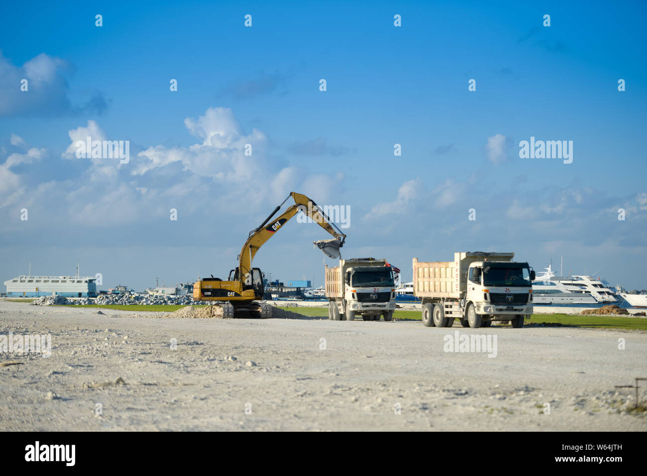 View of the construction site of the new runway built by China's ...