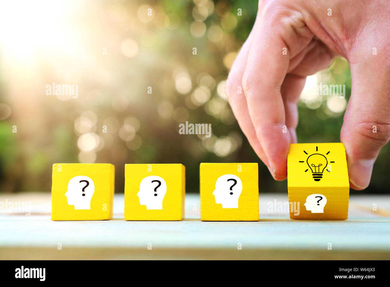 Business Concept image of revealing an idea, finding the right solution ...