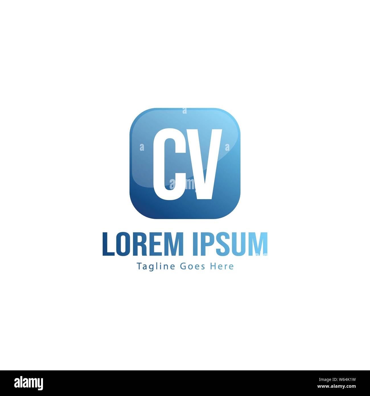 Initial CV logo template with modern frame. Minimalist CV letter logo ...