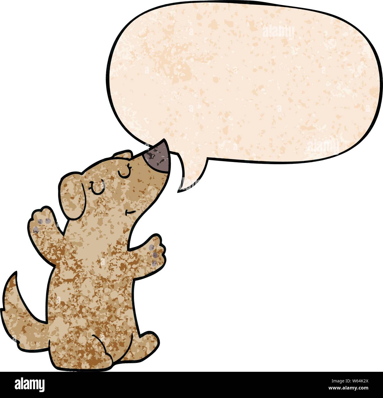 cartoon dog with speech bubble in retro texture style Stock Vector ...