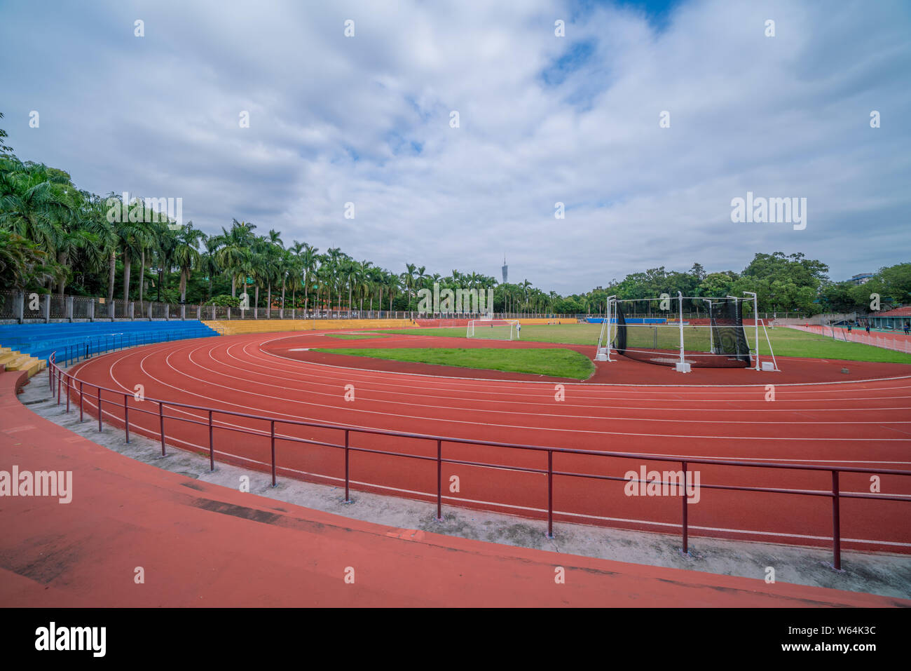 --FILE--A synthetic running track is seen at the campus of Sun Yat-sen ...