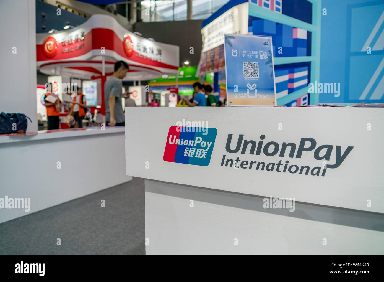 --FILE--View of the stand of UnionPay International of China UnionPay ...