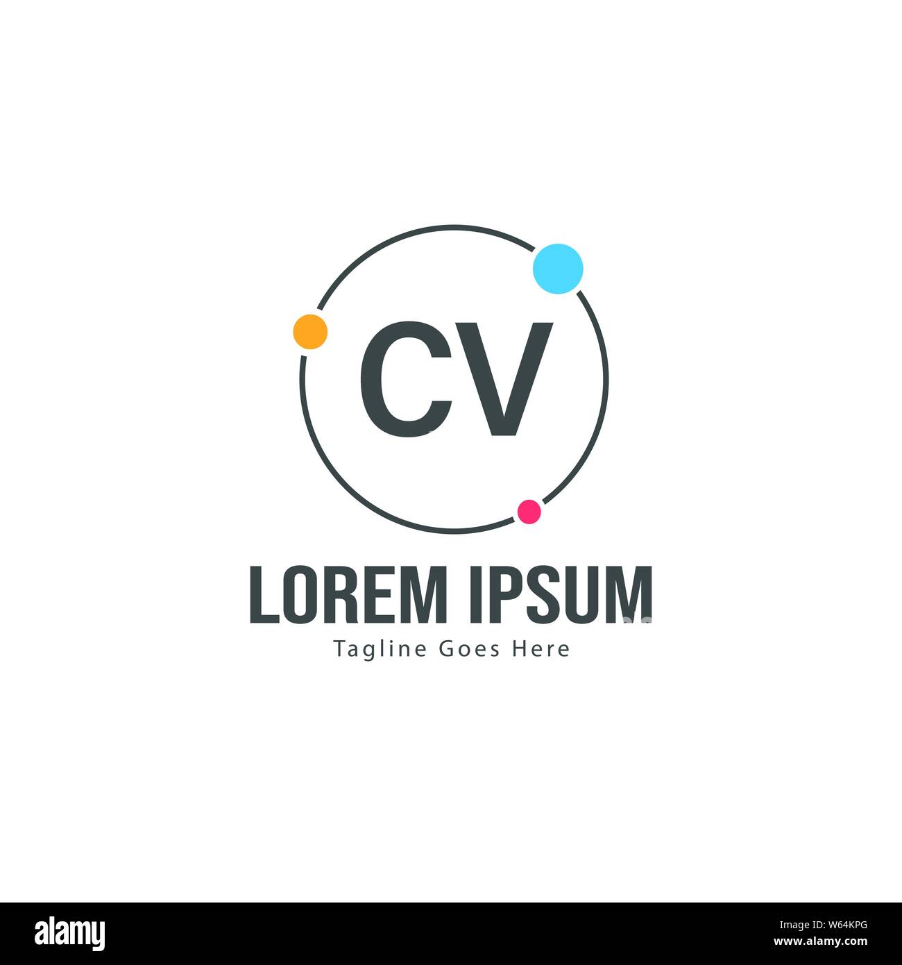 Initial CV logo template with modern frame. Minimalist CV letter logo ...