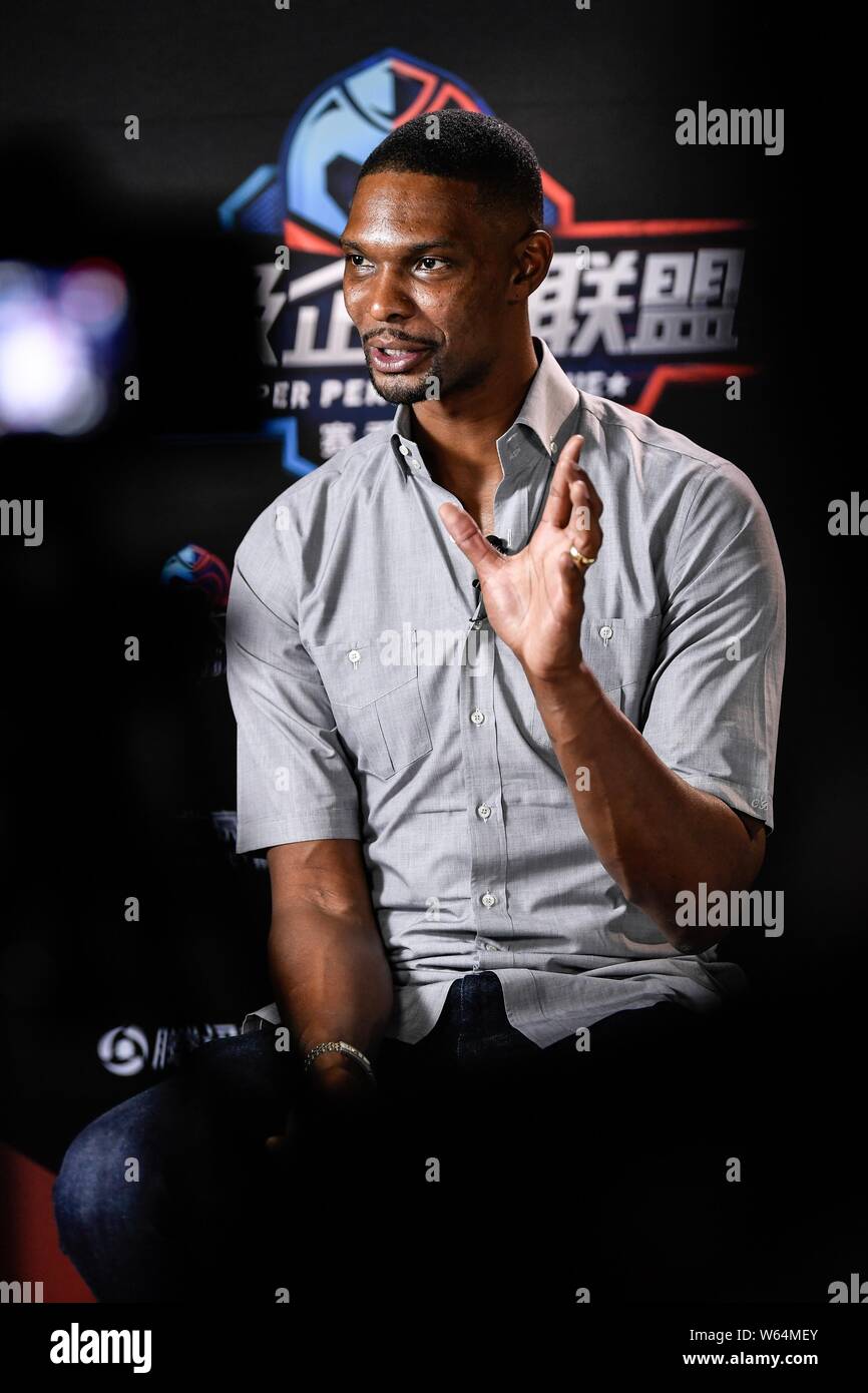 American basketball player Chris Bosh accepts an exclusive interview ...