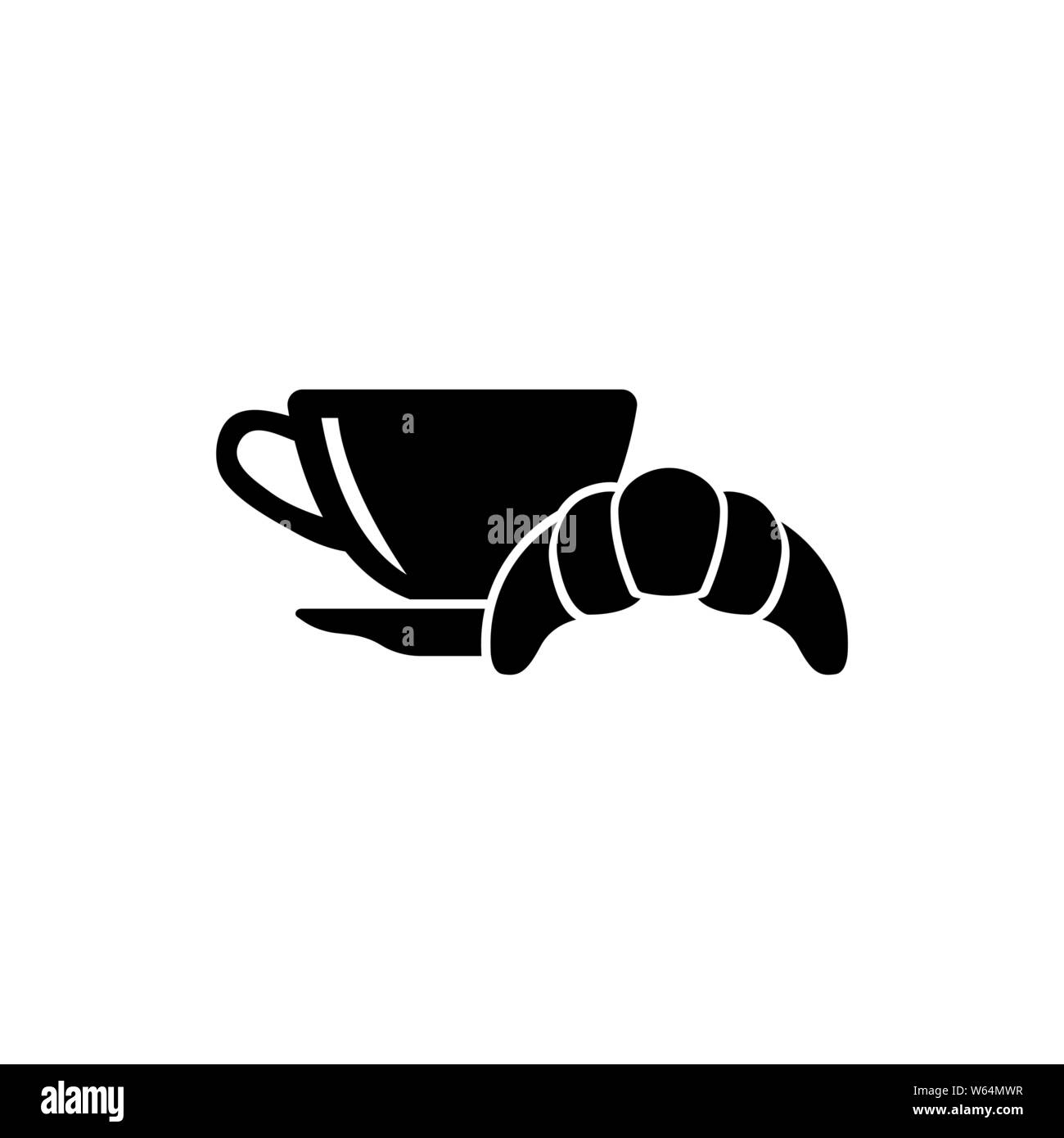 Breakfast Hot Coffee and Croissant. Flat Vector Icon illustration ... Breakfast Hot Coffee and Croissant. Flat Vector Icon illustration ...
