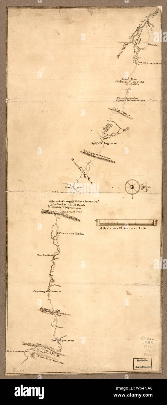 American Revolutionary War Era Maps 1750-1786 585 Map of a route ...
