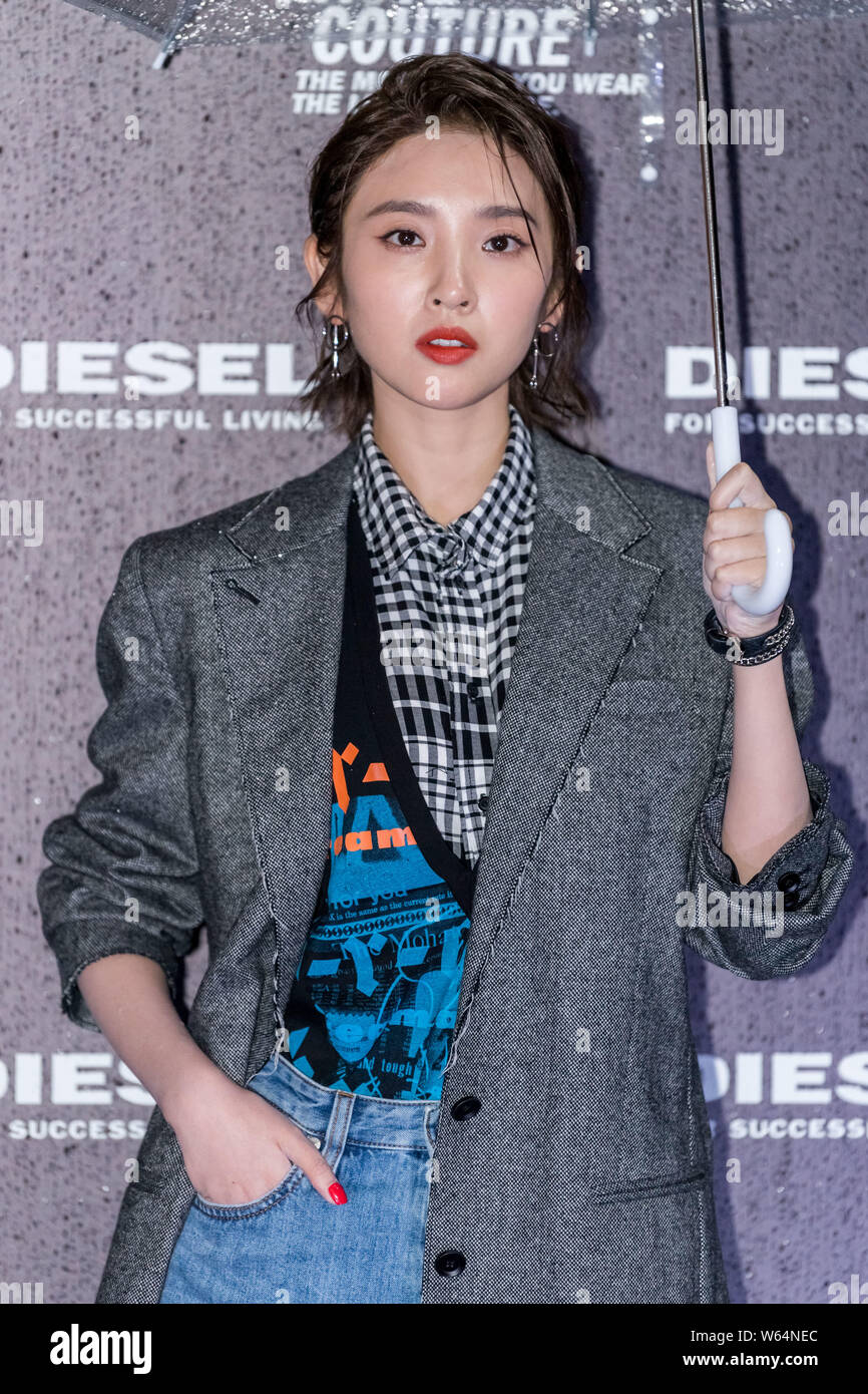 Chinese actress Tang Yixin attends a promotional event for Diesel in ...