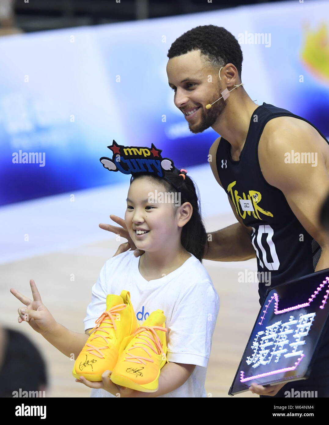 NBA star Stephen Curry of Golden State Warriors attends a fan meeting ...