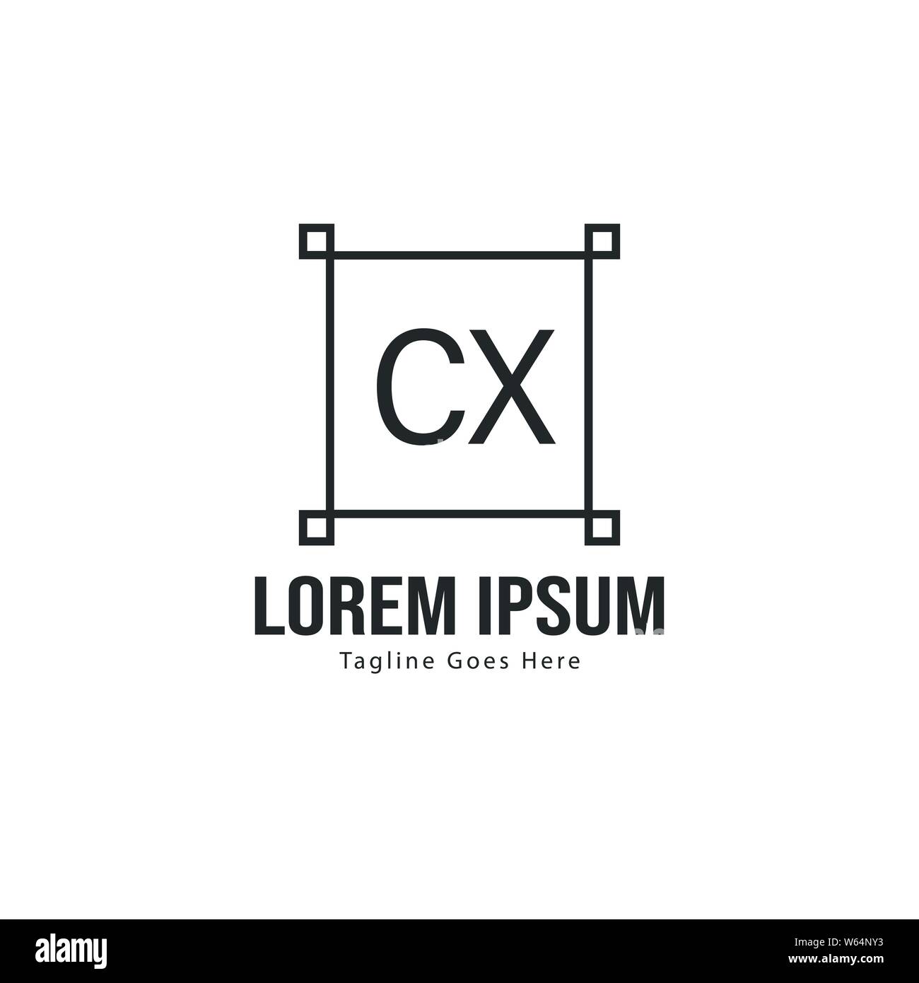 Initial CX logo template with modern frame. Minimalist CX letter logo ...