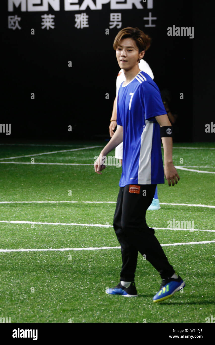 Chinese actor and singer Lu Han attends the L'Oreal friendly football ...