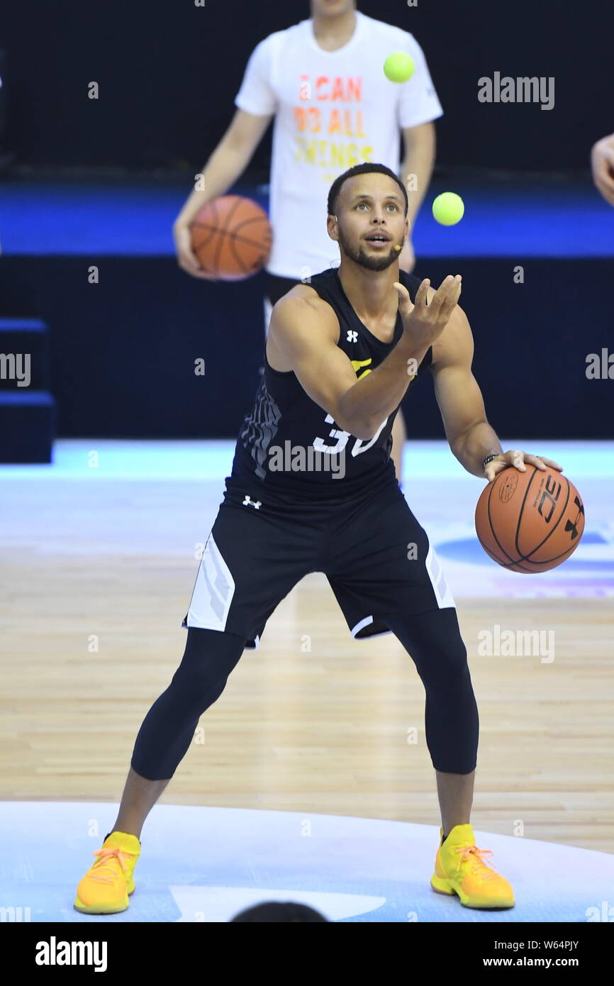 NBA star Stephen Curry of Golden State Warriors attends a fan meeting ...