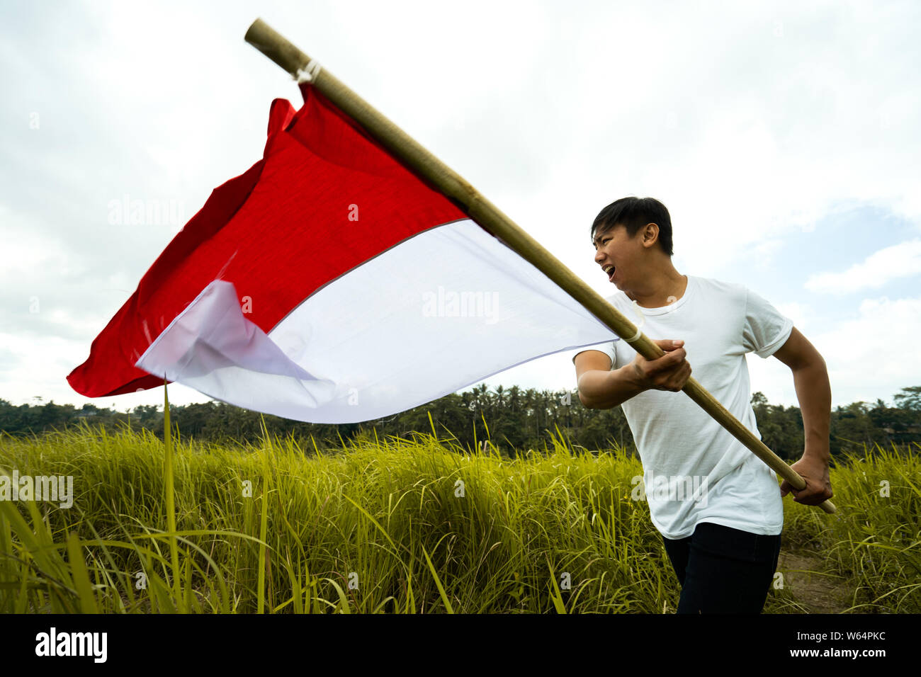 asian male with indonesian flag celebrating independence day Stock ...