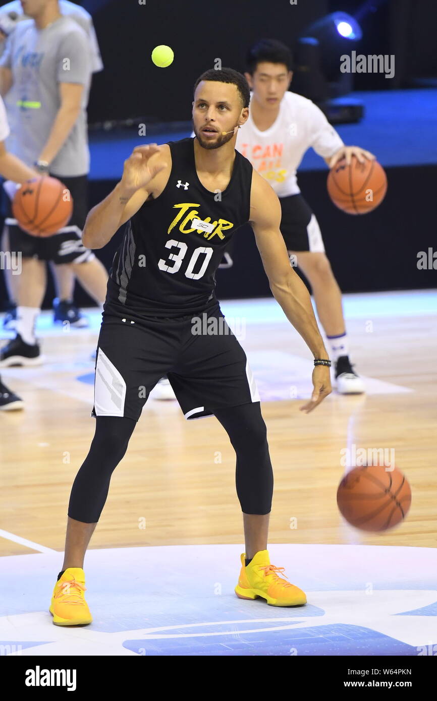 NBA star Stephen Curry of Golden State Warriors attends a fan meeting ...