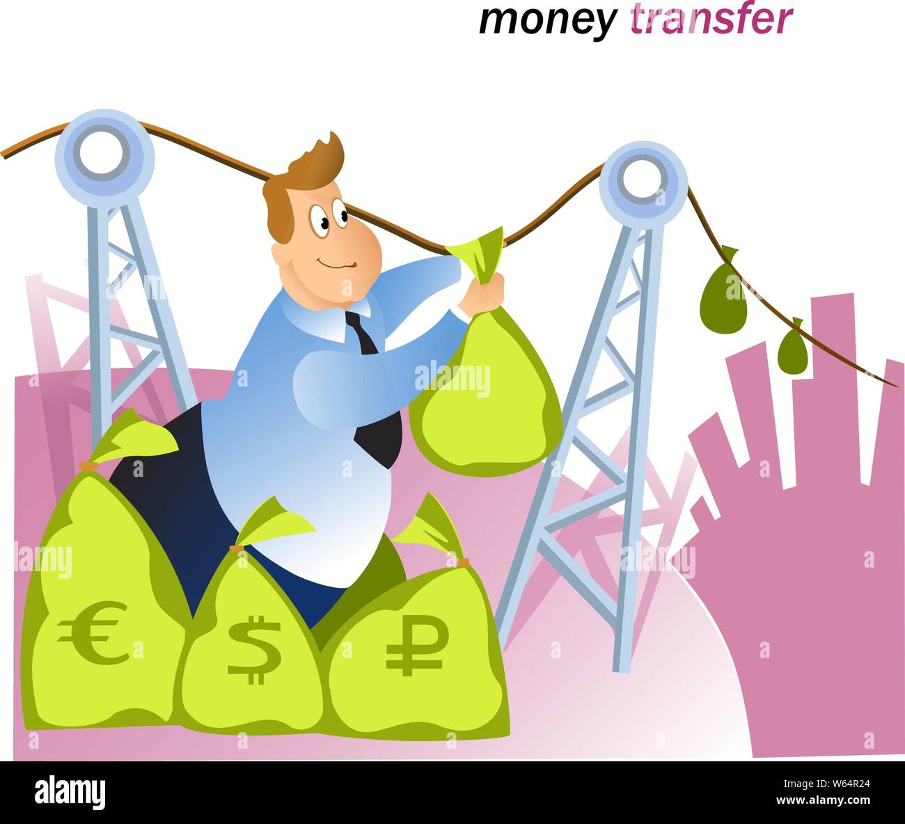 Money transfer man using Stock Vector Images - Alamy