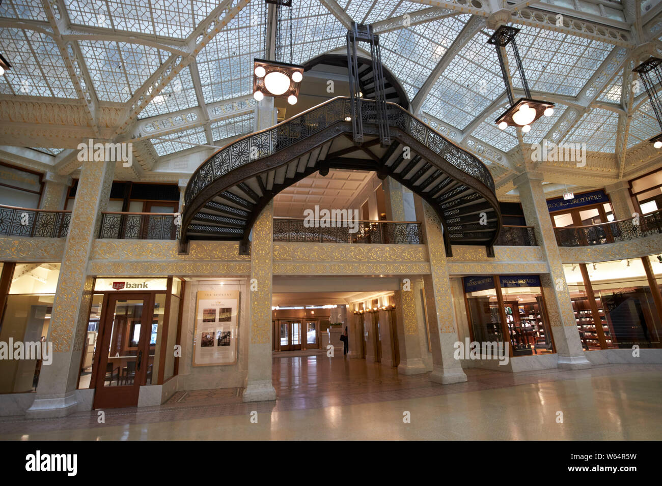 interior of the two storey sky lit lobby of the rookery building ...