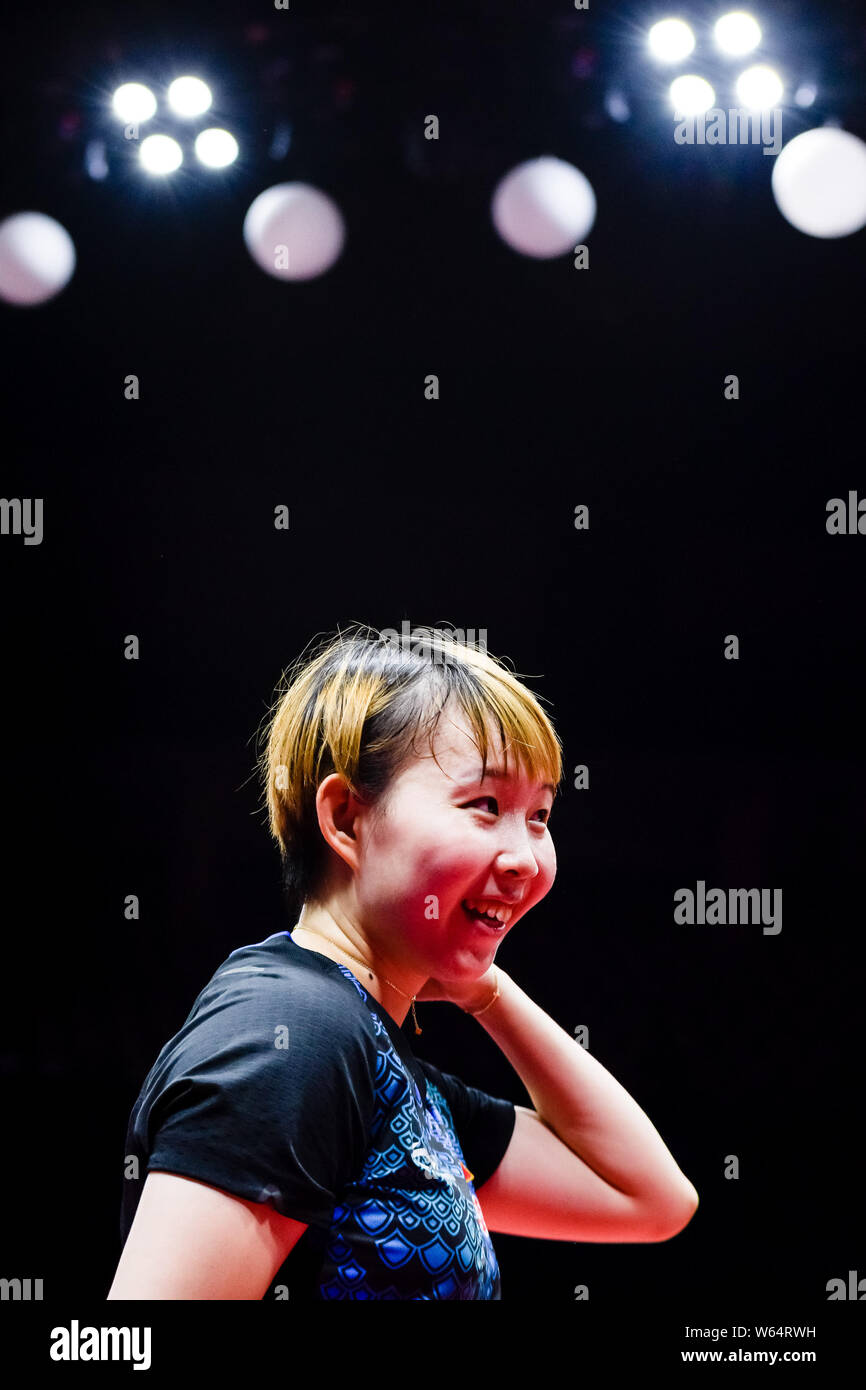 Zhu Yuling of China receives an interview after defeating Cheng I-Ching ...