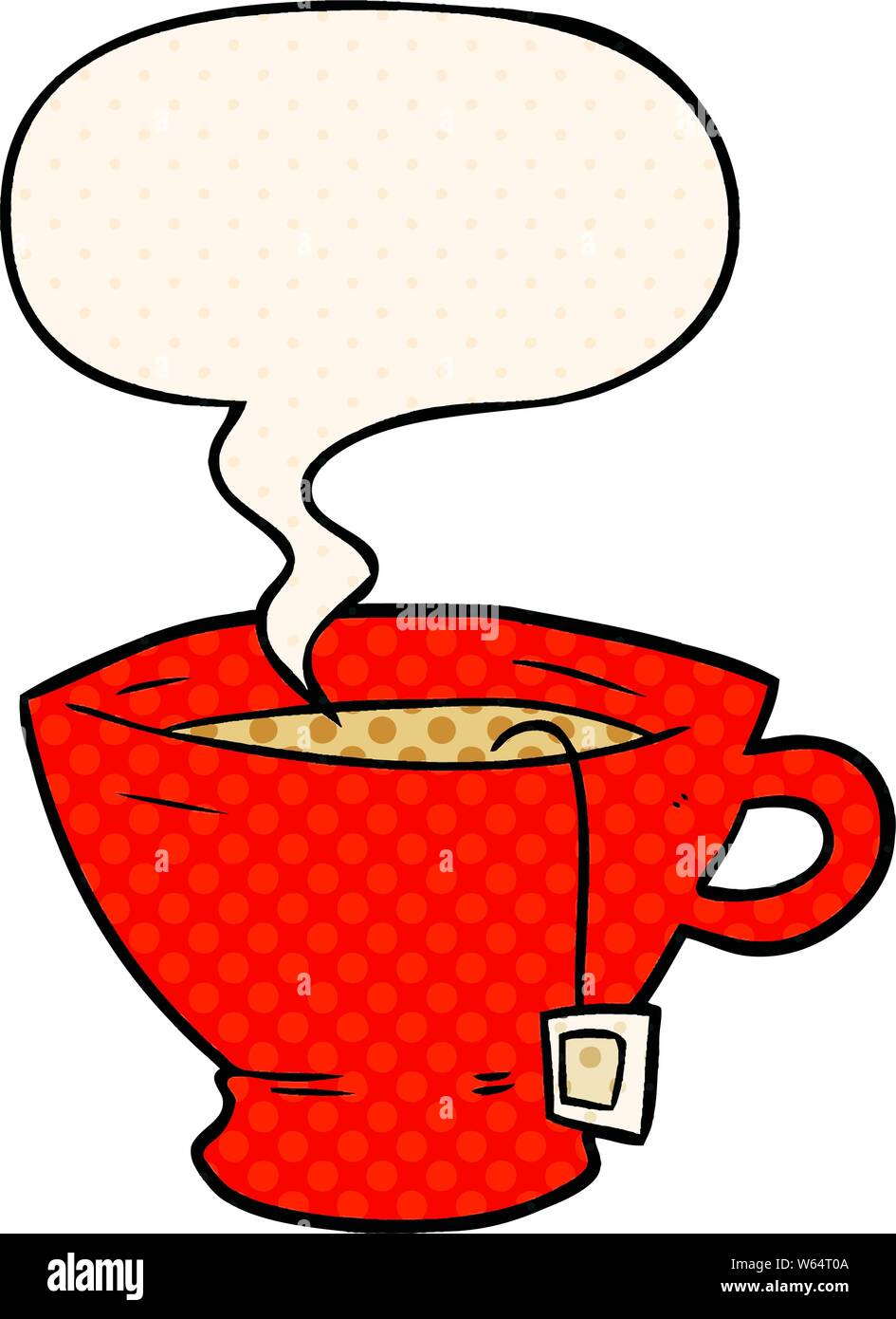 cartoon cup of tea with speech bubble in comic book style Stock Vector ...