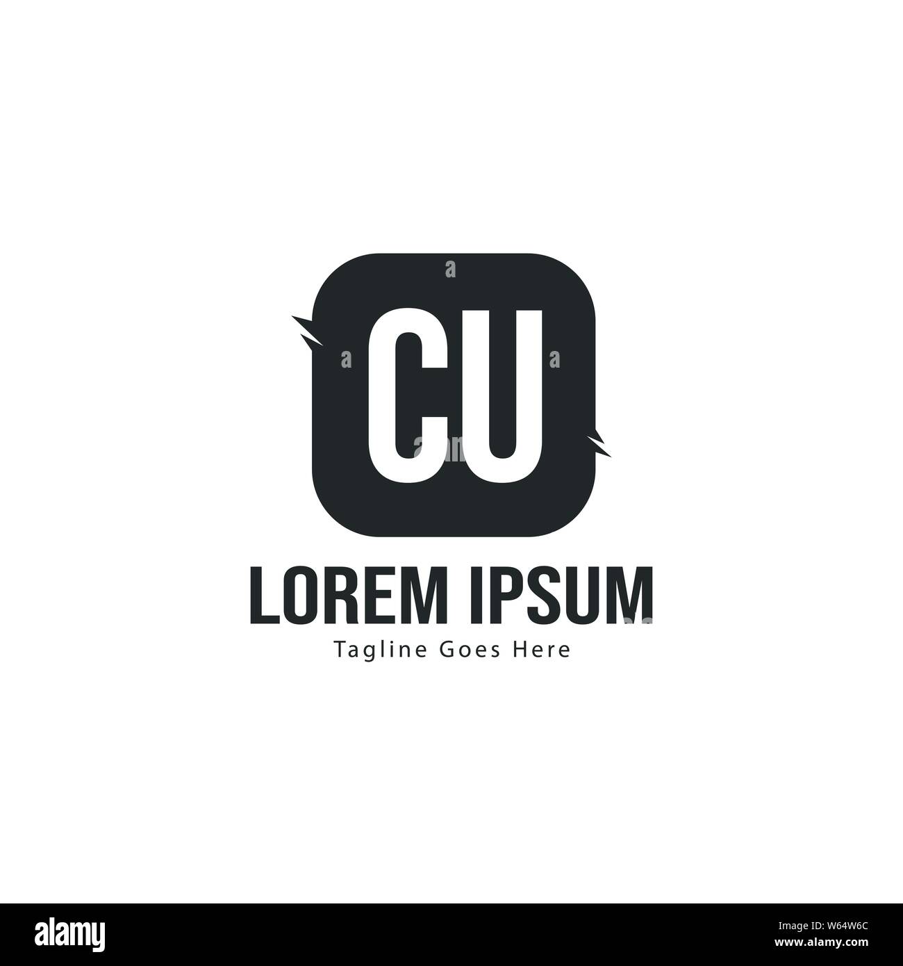 Initial CU logo template with modern frame. Minimalist CU letter logo ...
