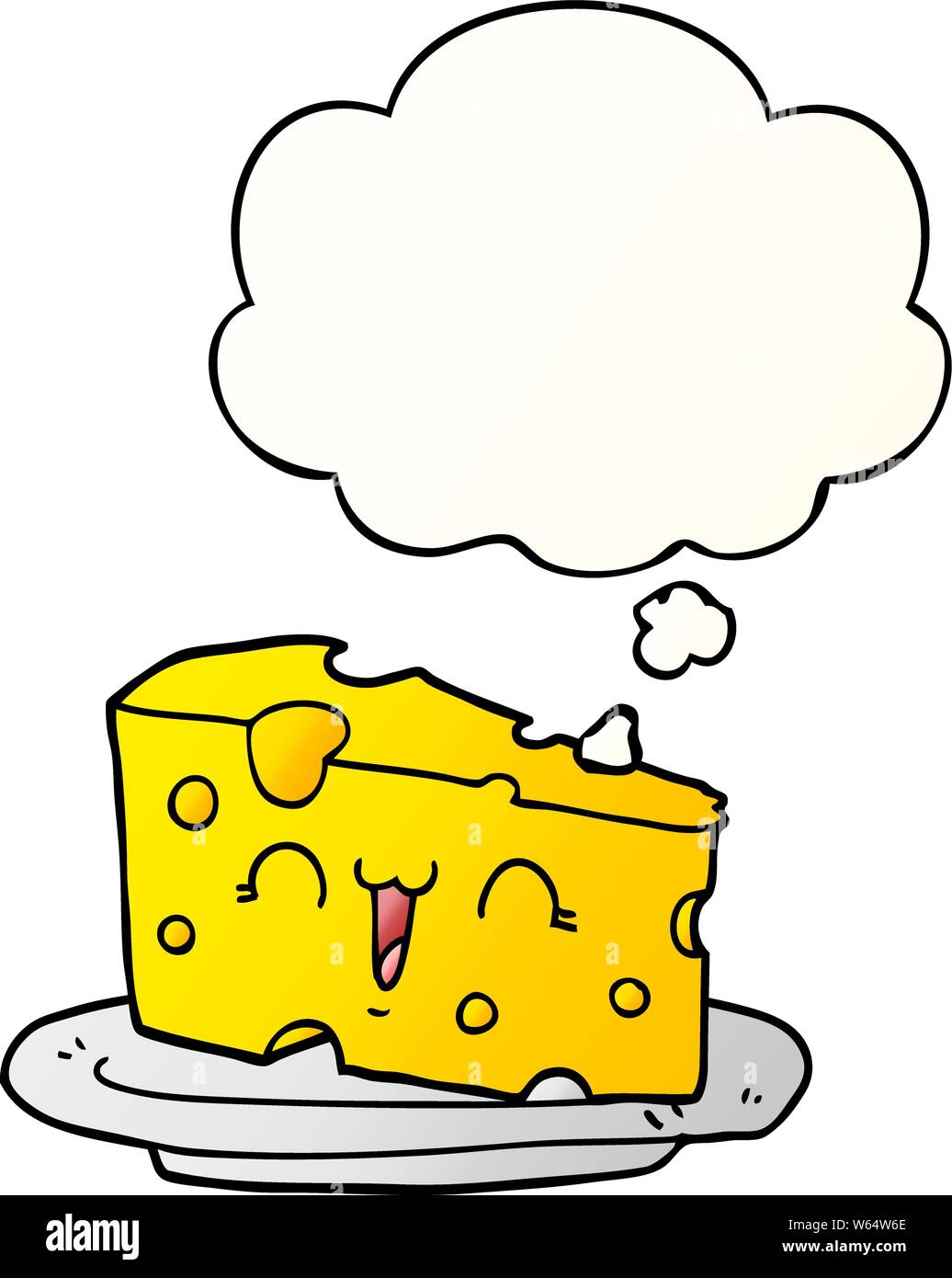 cute cartoon cheese with thought bubble in smooth gradient style Stock ...