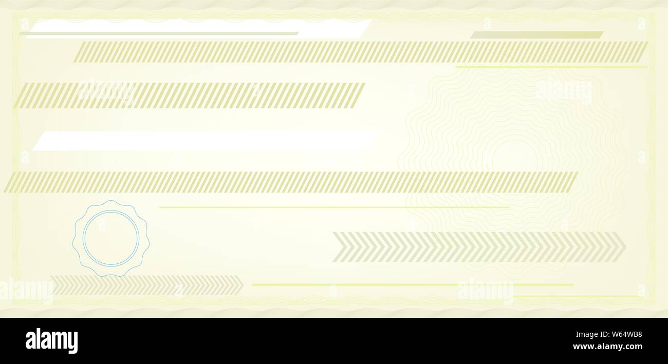 Vector illustration. Blank check specimen in soft tones with copy space ...