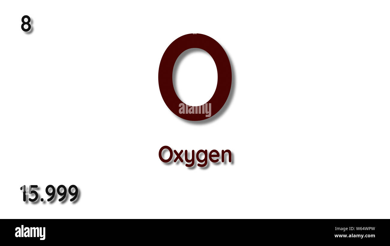 Oxygen chemical element atomic data and symbol illustration backdrop ...
