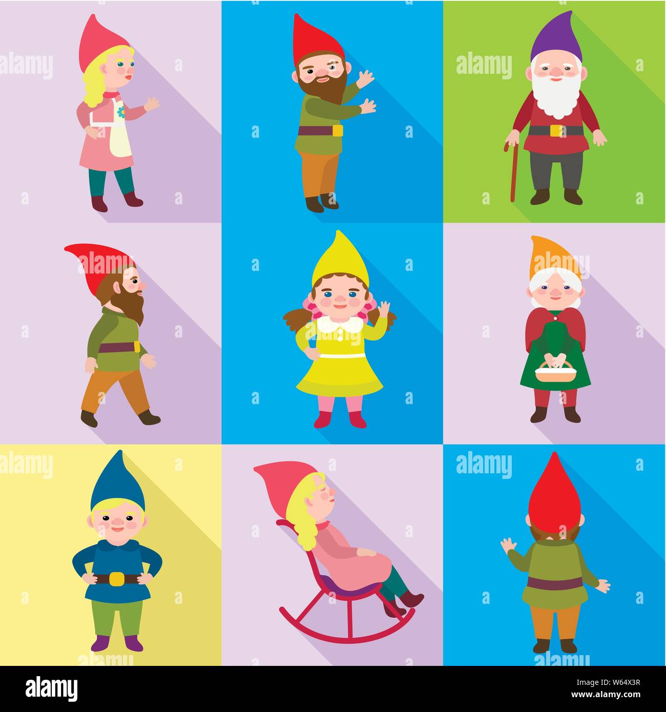 Gnome icon set. Flat set of 9 gnome vector icons for web design ...