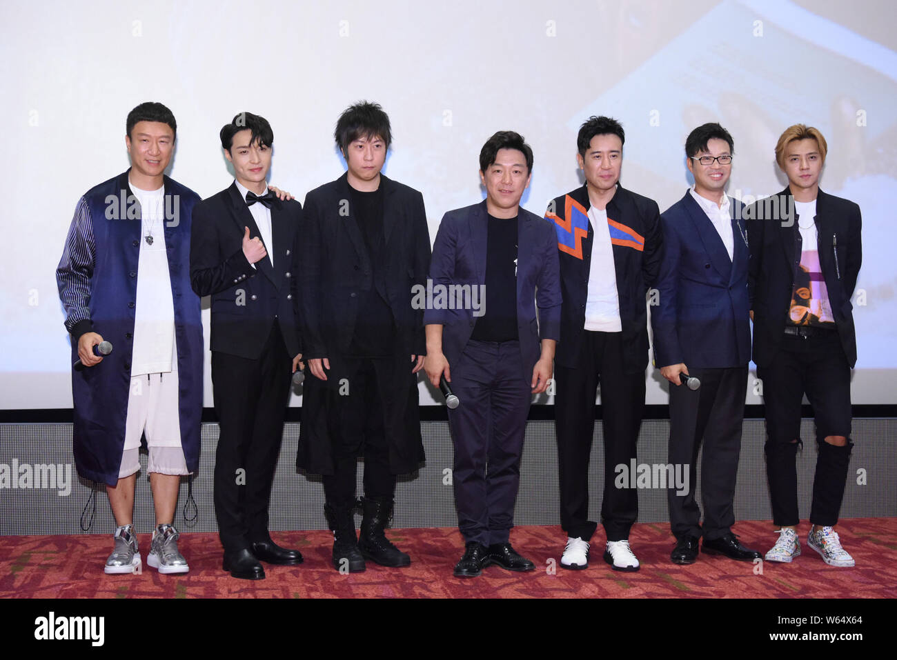 (From left) Chinese actor Sun Honglei, singer and actor Zhang Yixing, better known as Lay, of ...