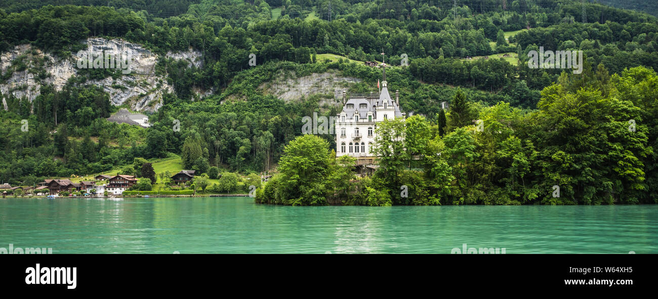 Schloss Seeburg, Iseltwald on Lake Brienz in Switzerland Stock Photo ...