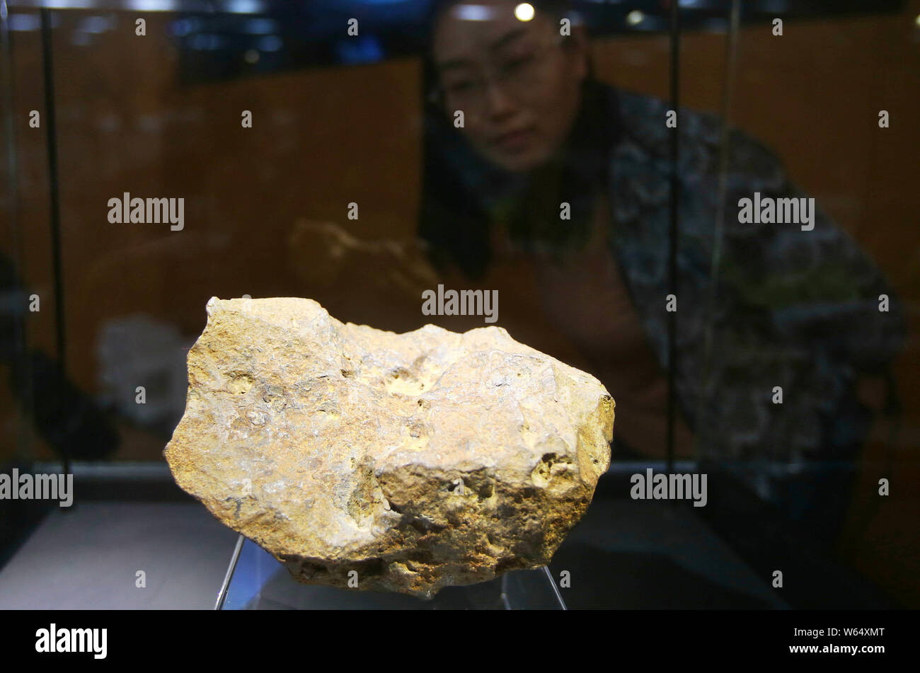 A meteorite, recovered from a meteor fireball that happened over the ...