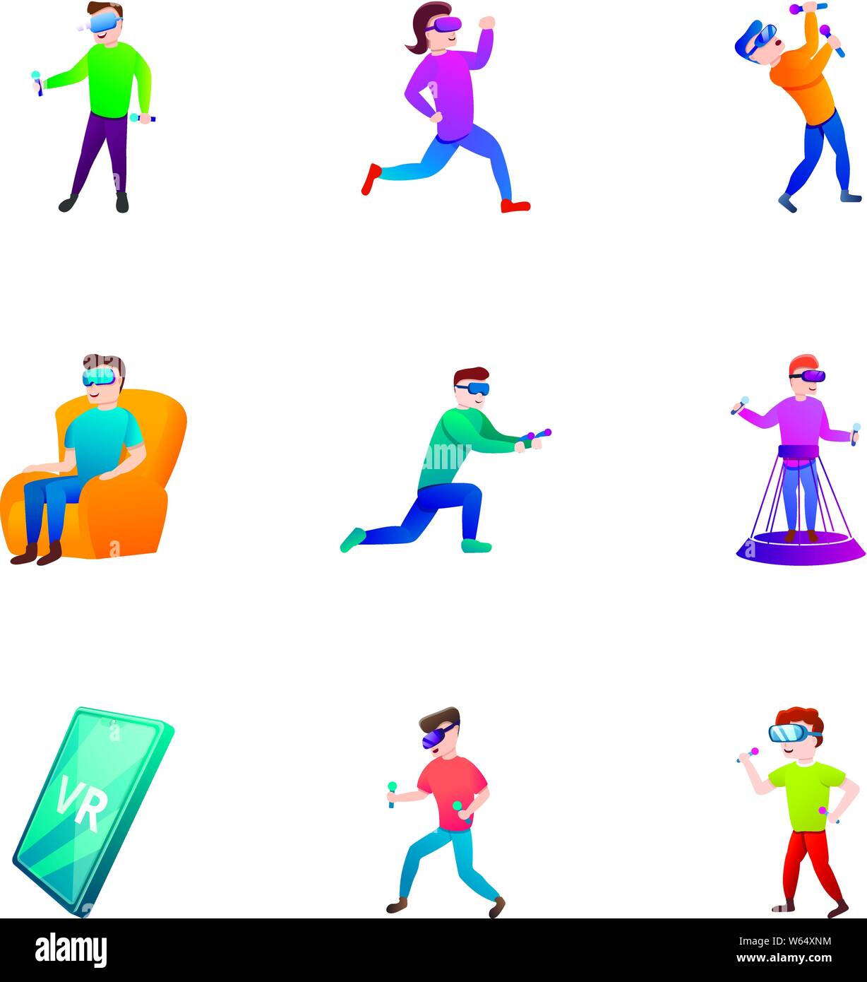 Vr headset icon set. Cartoon set of 9 vr headset vector icons for web ...