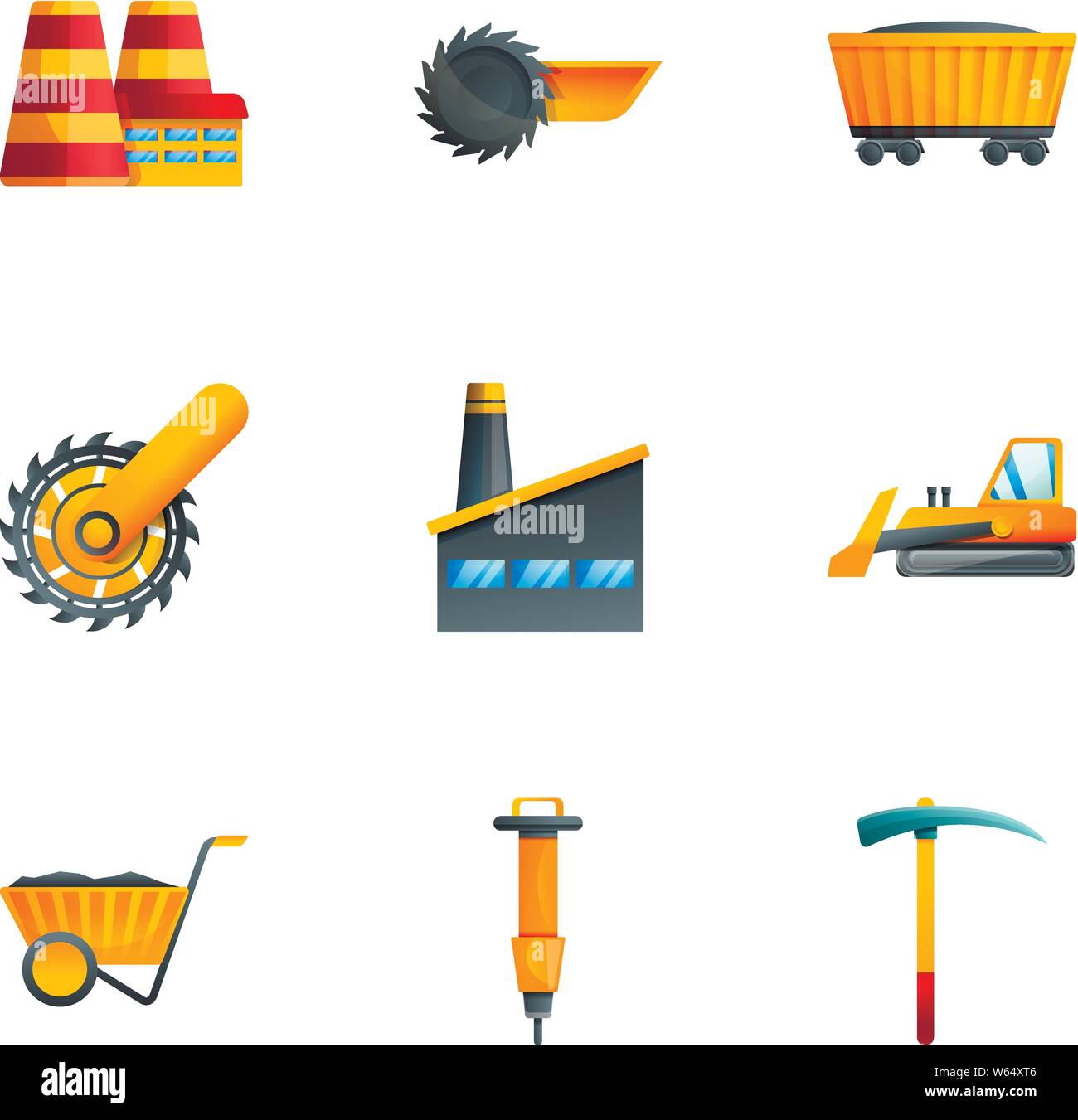 Coal industry icon set. Cartoon set of 9 coal industry vector icons for ...