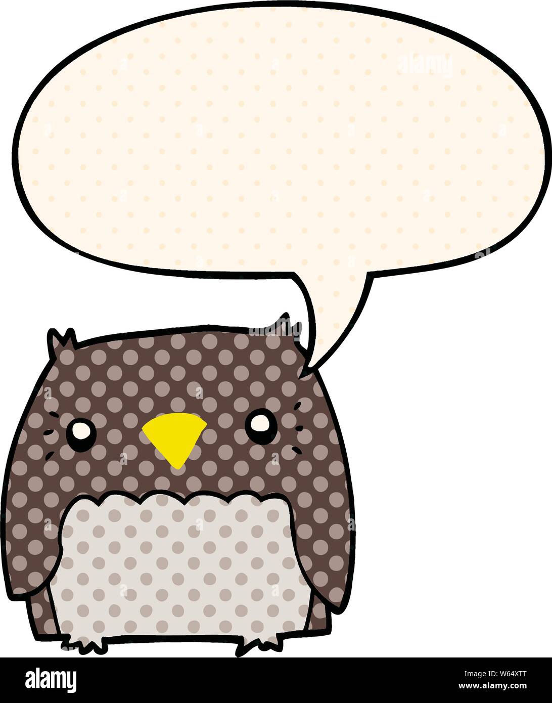 cute cartoon owl with speech bubble in comic book style Stock Vector ...