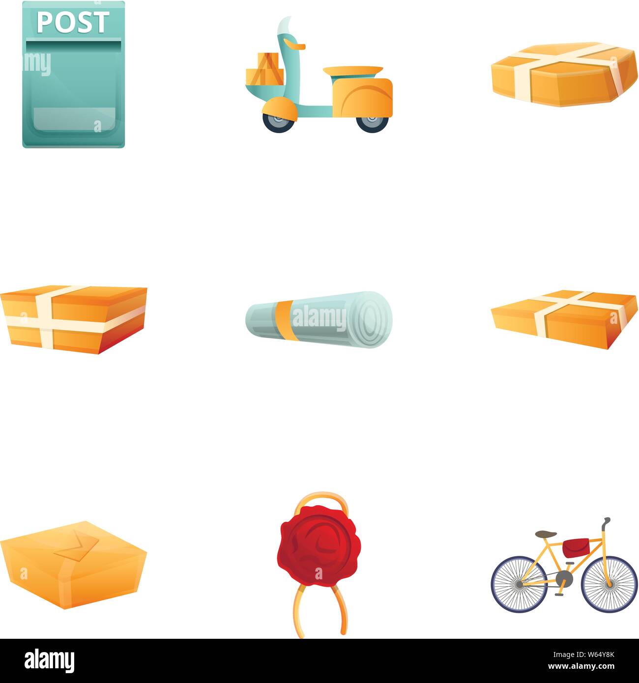 Parcel post delivery icon set. Cartoon set of 9 parcel post delivery ...