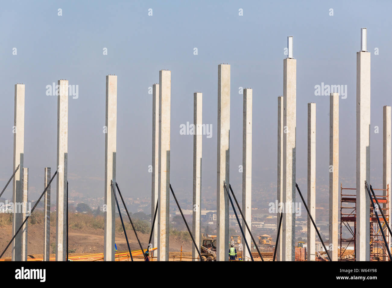 Industrial construction on site of new warehouse factory buildings been ...