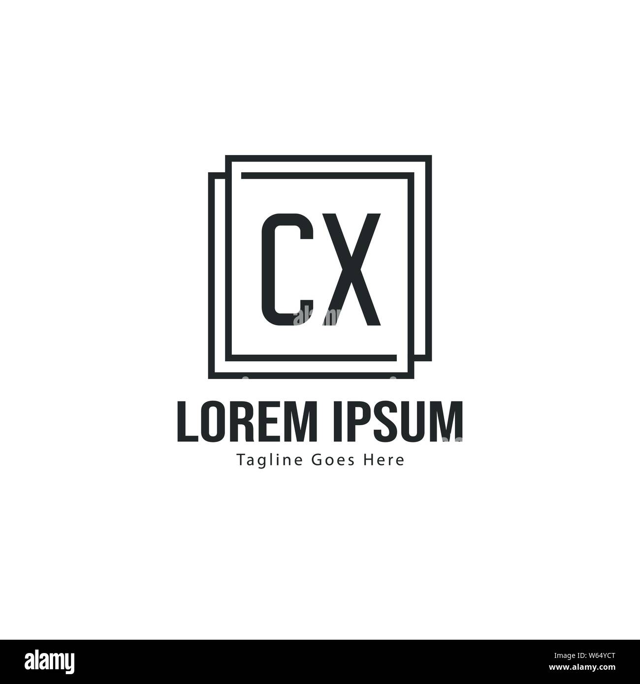 Initial CX logo template with modern frame. Minimalist CX letter logo ...