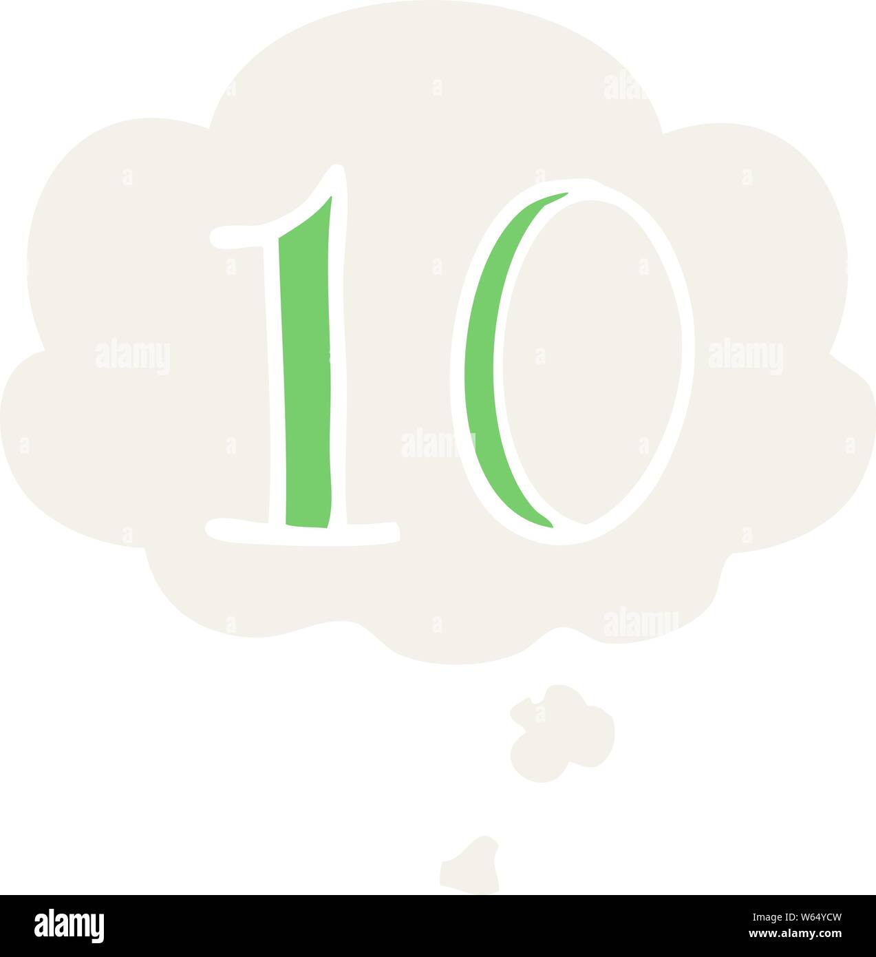 cartoon number 10 with thought bubble in retro style Stock Vector Image ...